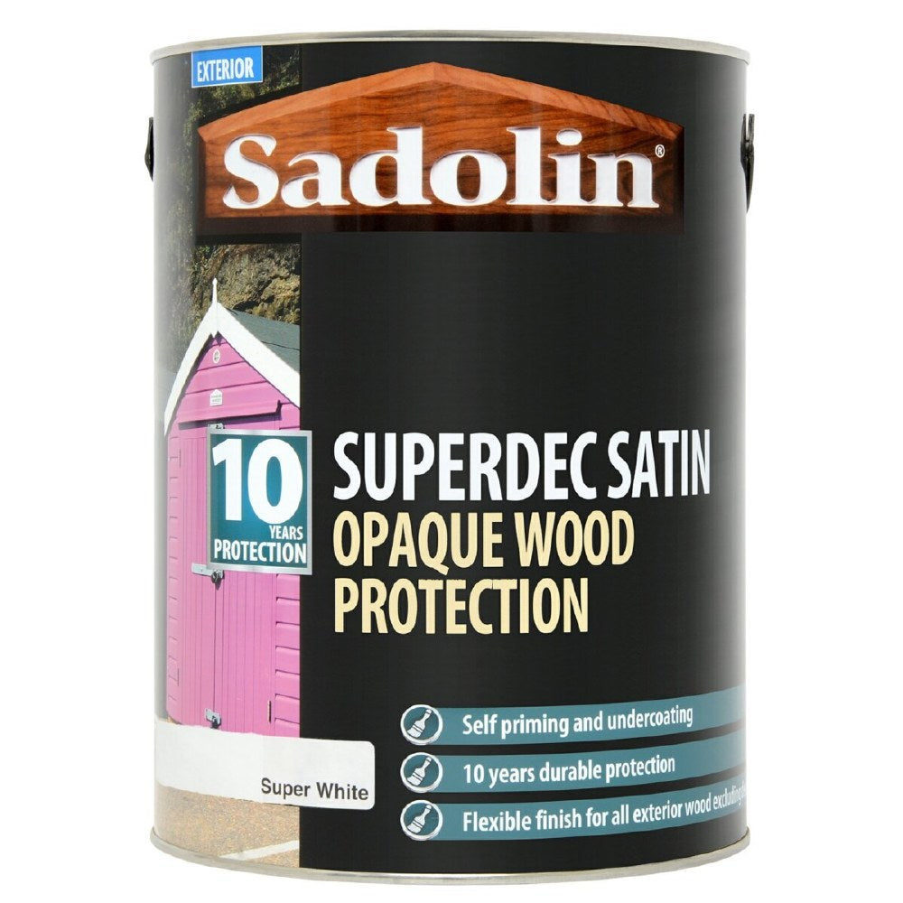 Sadolin Superdec Satin Opaque Wood Protection Super White 5L – zyberltd